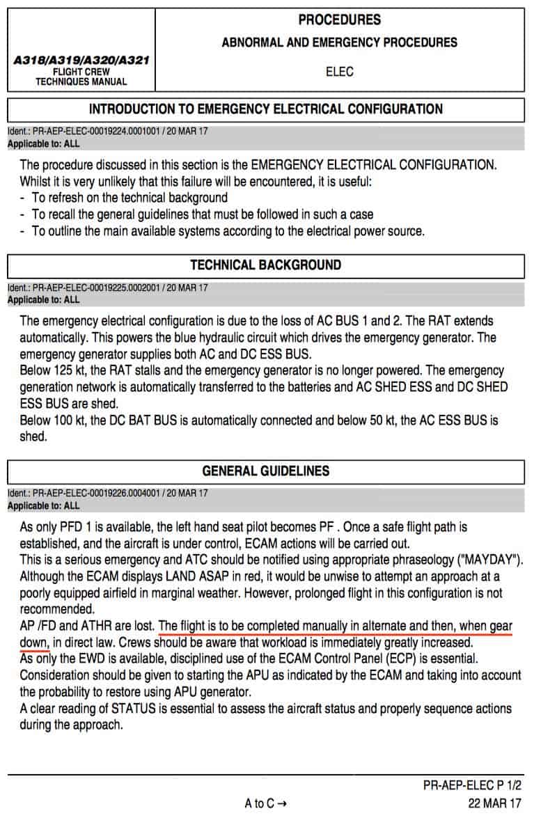 Direct Law -ELEC EMER CONFIG | 아이파일럿